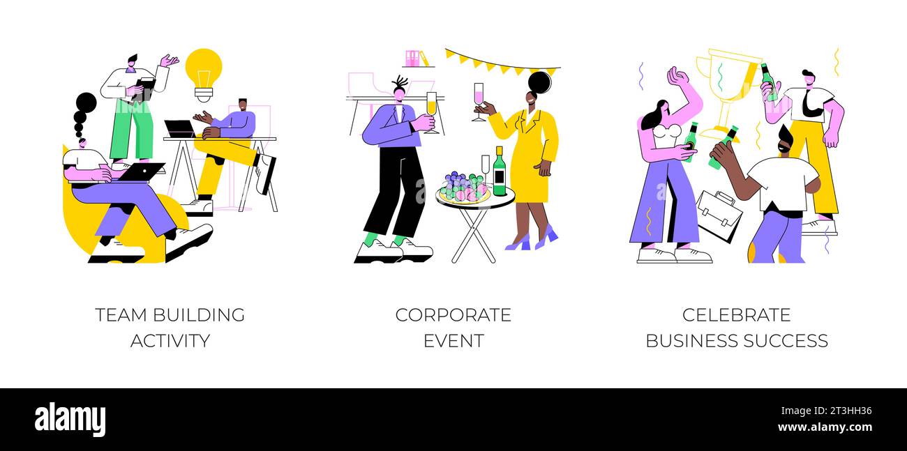 Teamwork activities isolated cartoon vector illustrations set. Team ...