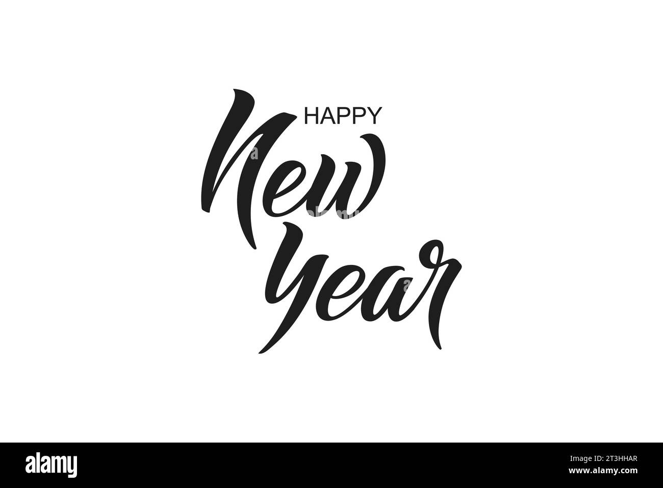 Happy New Year hand lettering calligraphy. Vector holiday illustration ...
