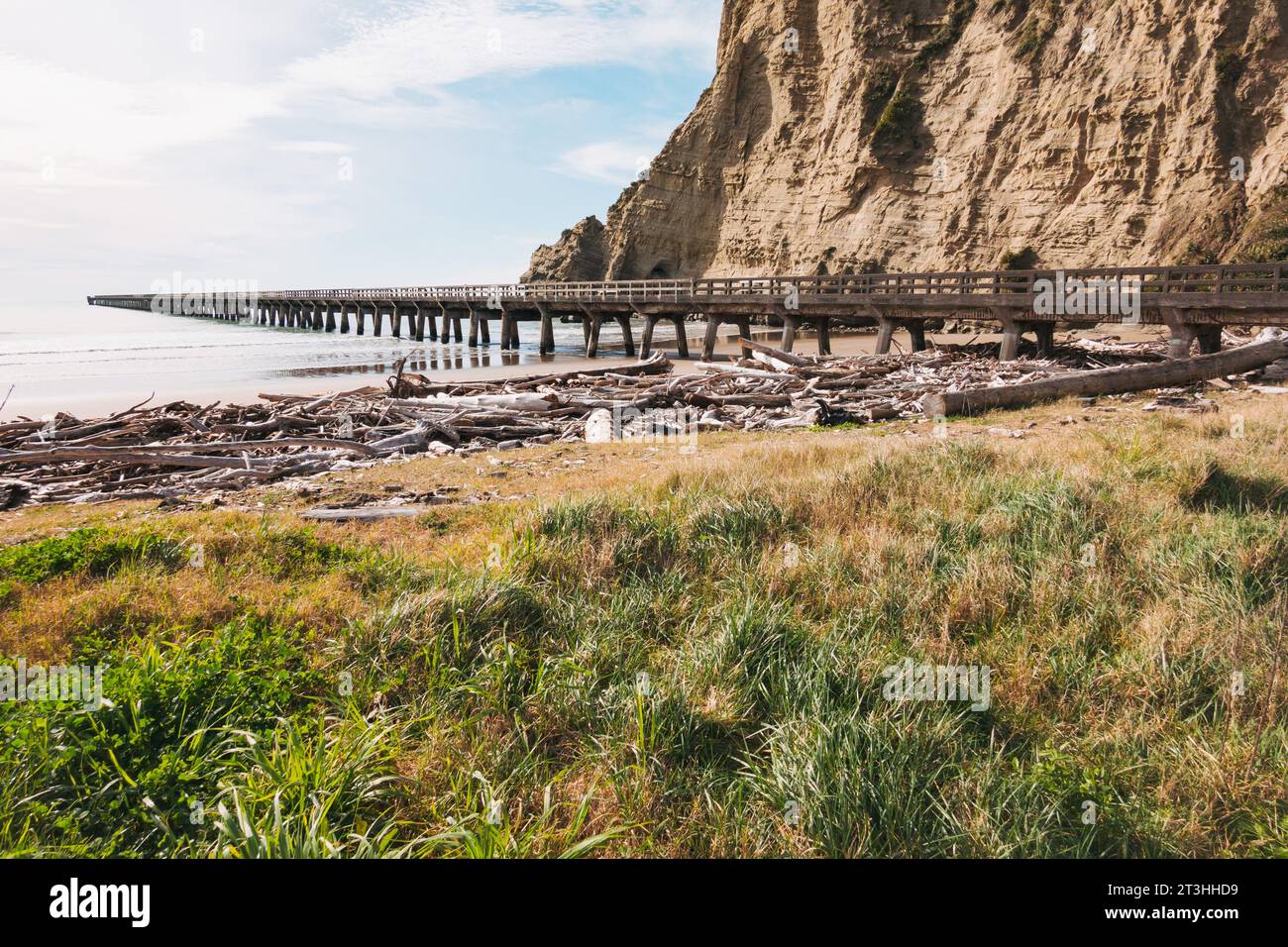 The historic Tolaga Bay Wharf, on the East Coast of New Zealand's North ...