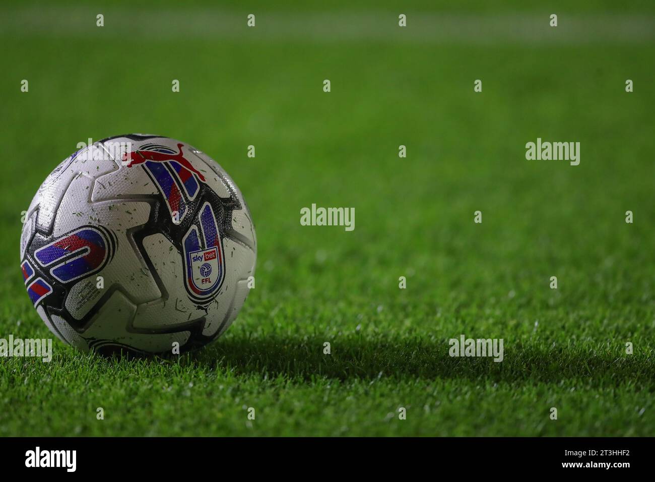 The Sky Bet EFL match ball is seen during the pre-game warm up ahead of ...