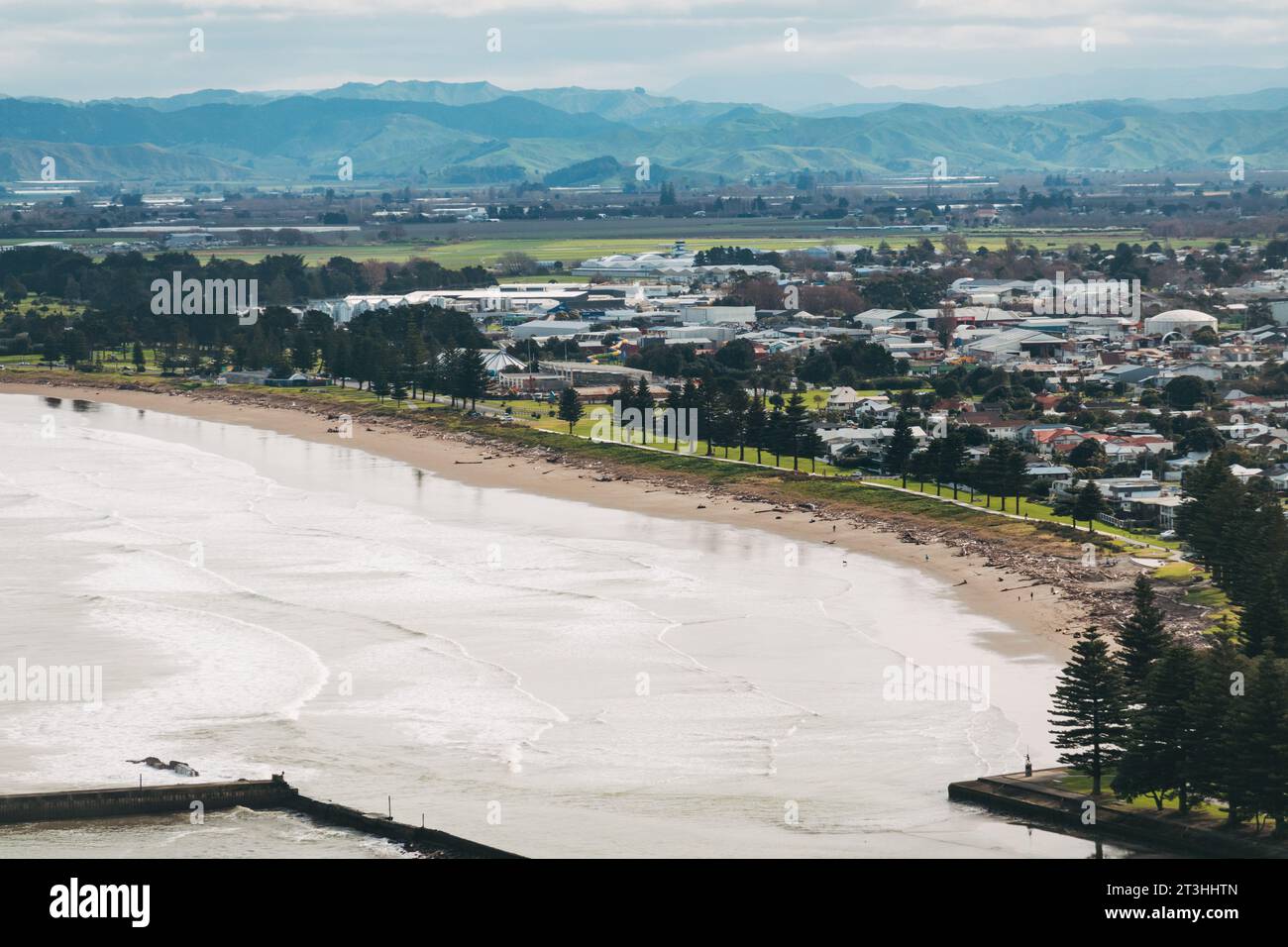 a view of Midway Beach, Gisborne, New Zealand, as seen from Titirangi ...