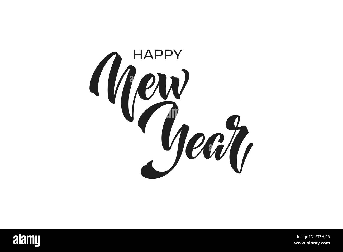 Happy New Year hand lettering calligraphy. Vector holiday illustration element. Typographic ...