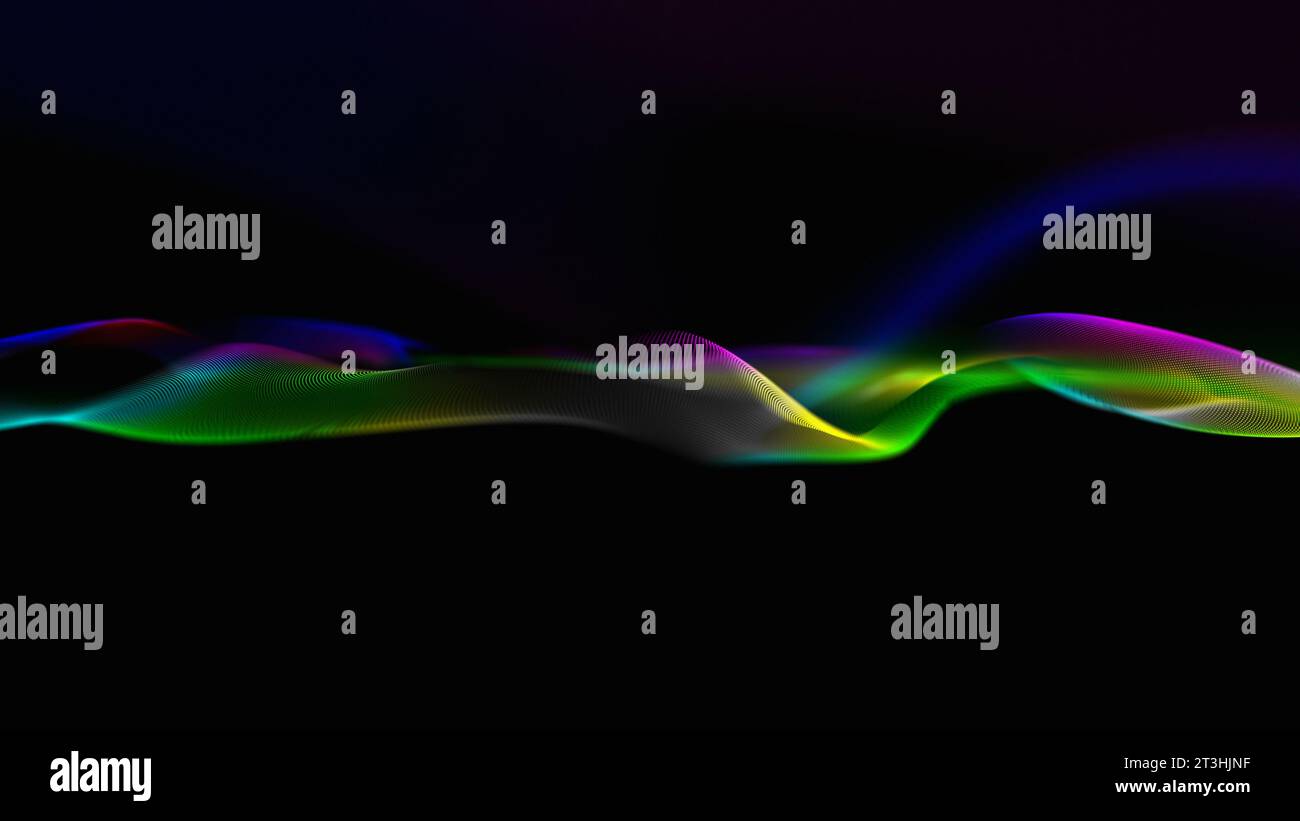 The undulating surface of the ocean is made of multi-colored particles ...