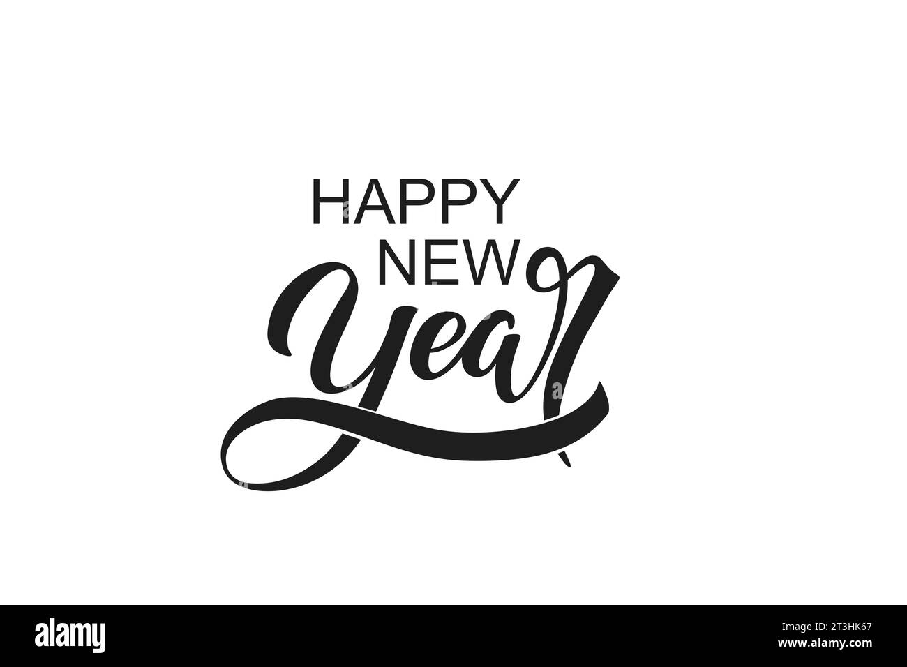Happy New Year hand lettering calligraphy. Vector holiday illustration element. Typographic ...