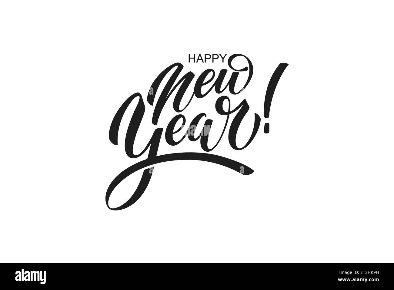 Happy New Year hand lettering calligraphy. Vector holiday illustration ...