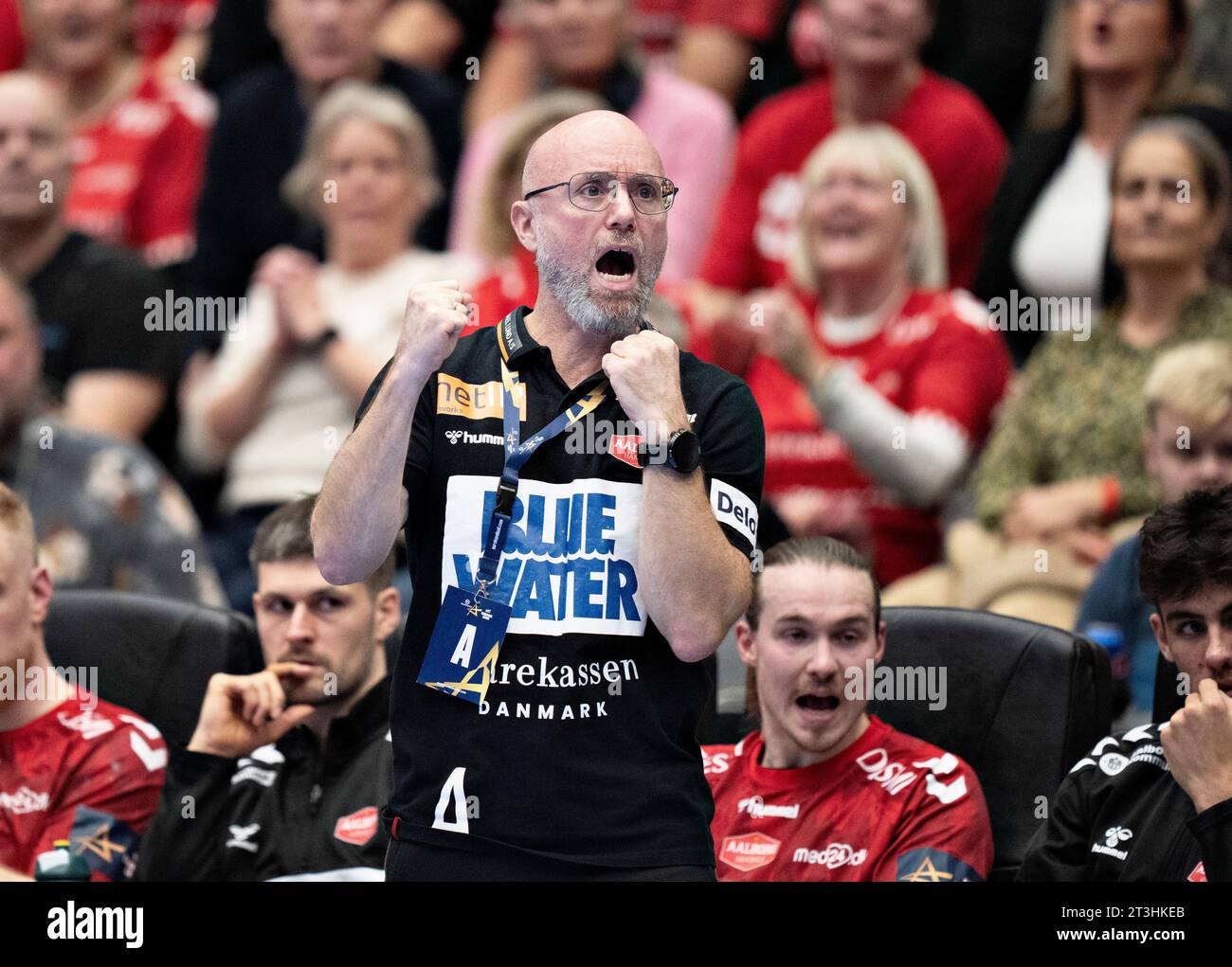Aalborg Handball's head coach Stefan Madsen in the Champions League men ...