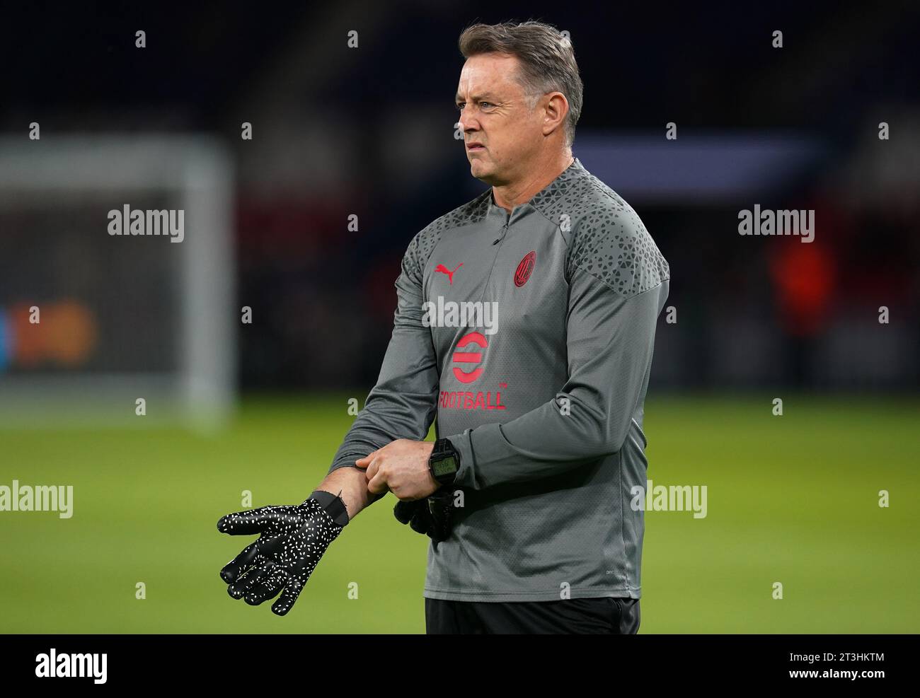 AC Milan’s Goalkeeper coach Tony Roberts during his sides warm up ...
