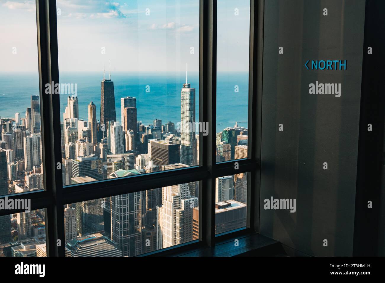 Looking north from the Willis Tower observation deck, Chicago, toward ...