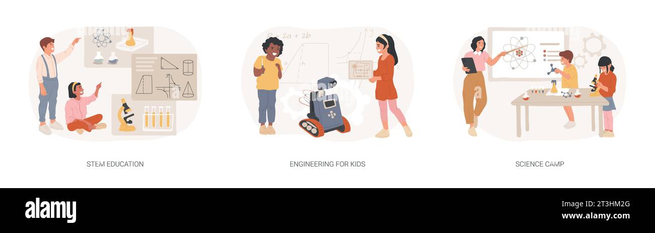 Fun learning activities isolated concept vector illustration set. STEM ...