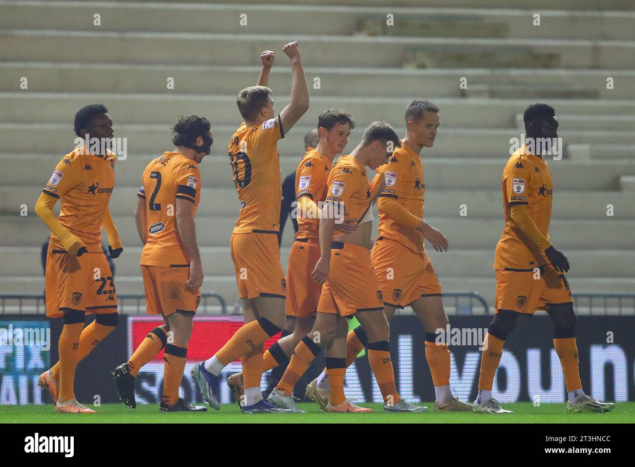 Liam Delap #20 of Hull City celebrates his goal to make it 0-1 during ...