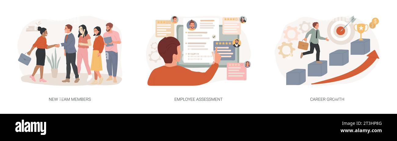 Career development isolated concept vector illustration set. New team ...