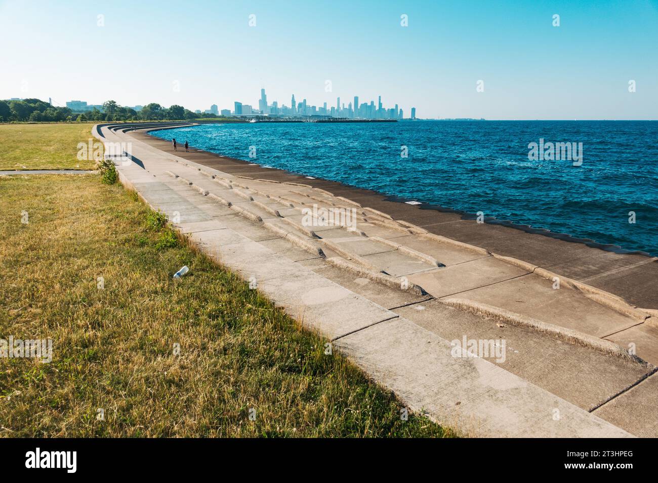 Concrete tiers on the shores of Lake Michigan at Burnham Park, Chicago ...