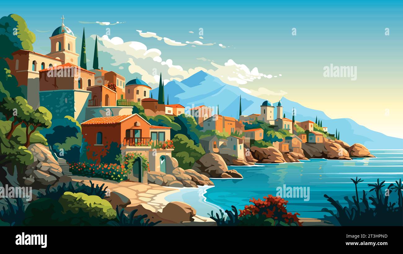 Village cliffs Stock Vector Images - Alamy