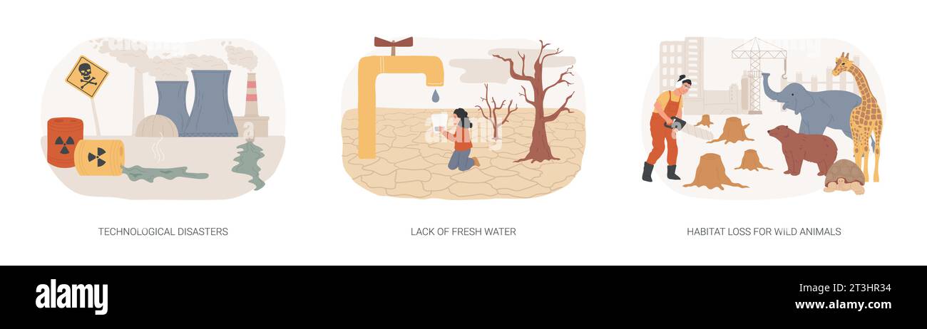 Industry contamination isolated concept vector illustration set ...