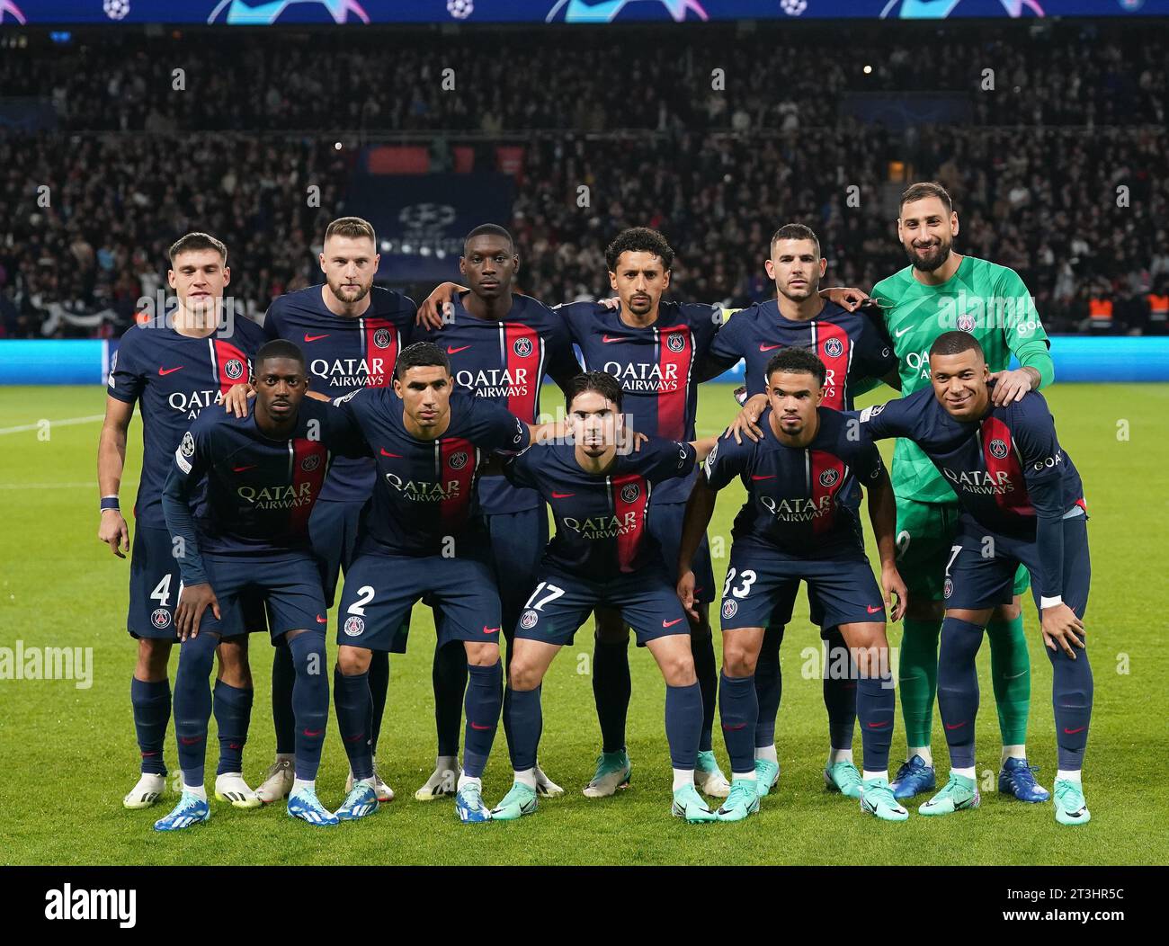 PSG pose for a team photo prior to kick-off of the UEFA Champions ...