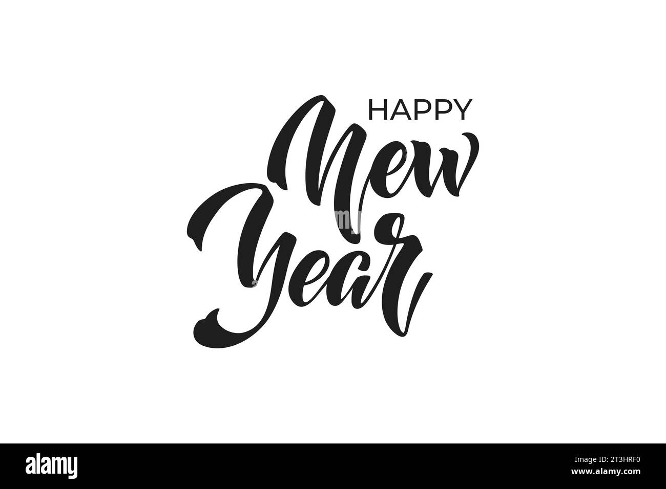 Happy New Year hand lettering calligraphy. Vector holiday illustration element. Typographic ...
