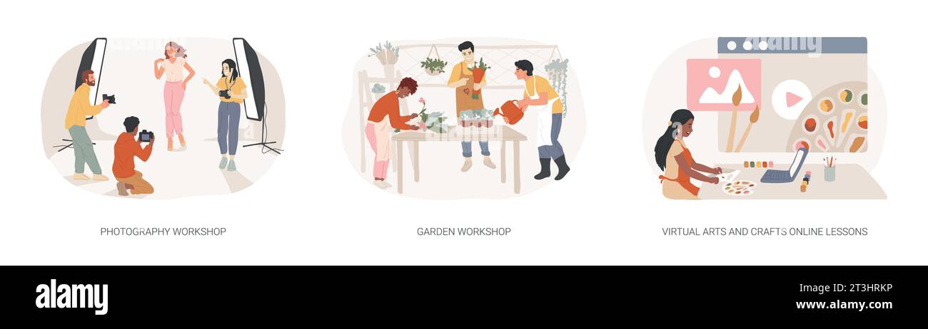 Free educational courses isolated concept vector illustration set ...