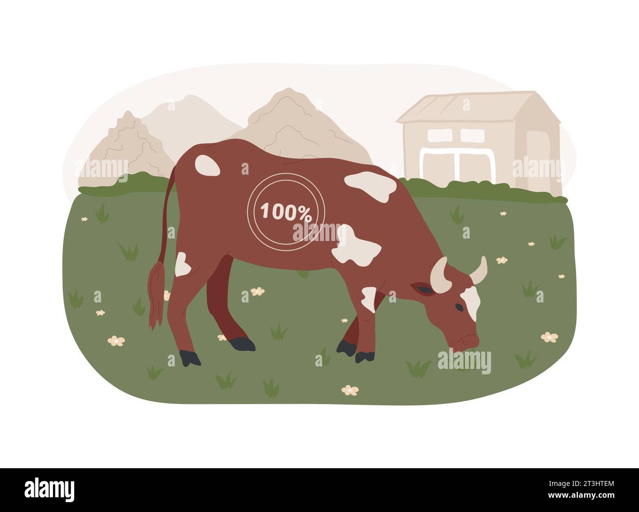 Grass fed beef isolated concept vector illustration. Grass-finished ...