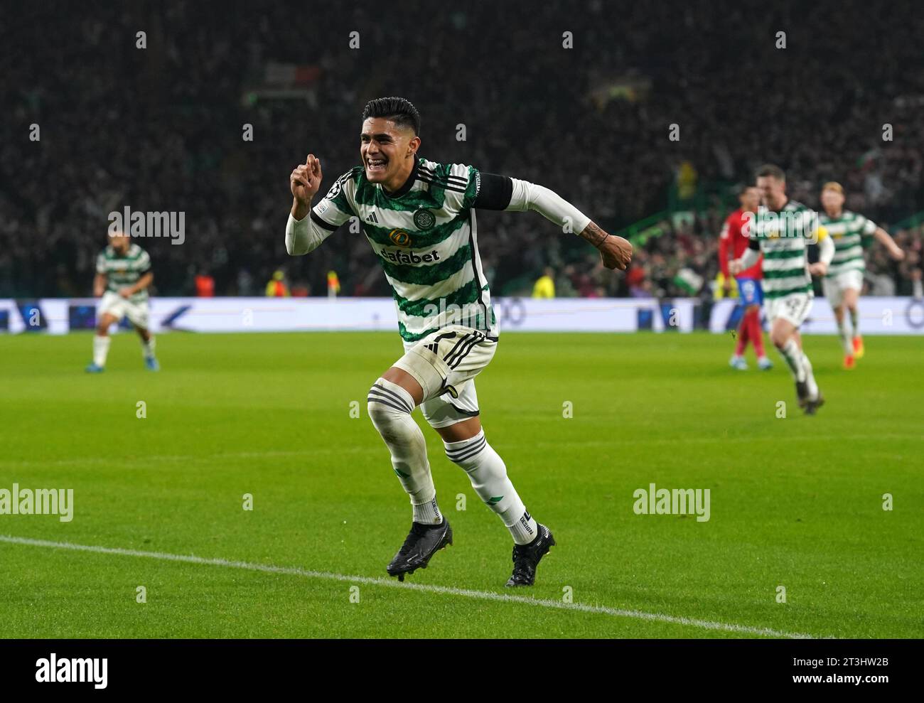 Celtic's Luis Palma celebrates scoring their side's second goal of the ...