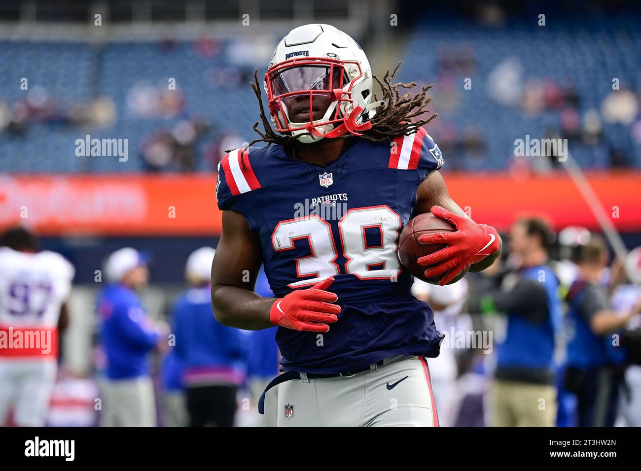 Oct 22, 2023; New England Patriots running back Rhamondre Stevenson (38 ...