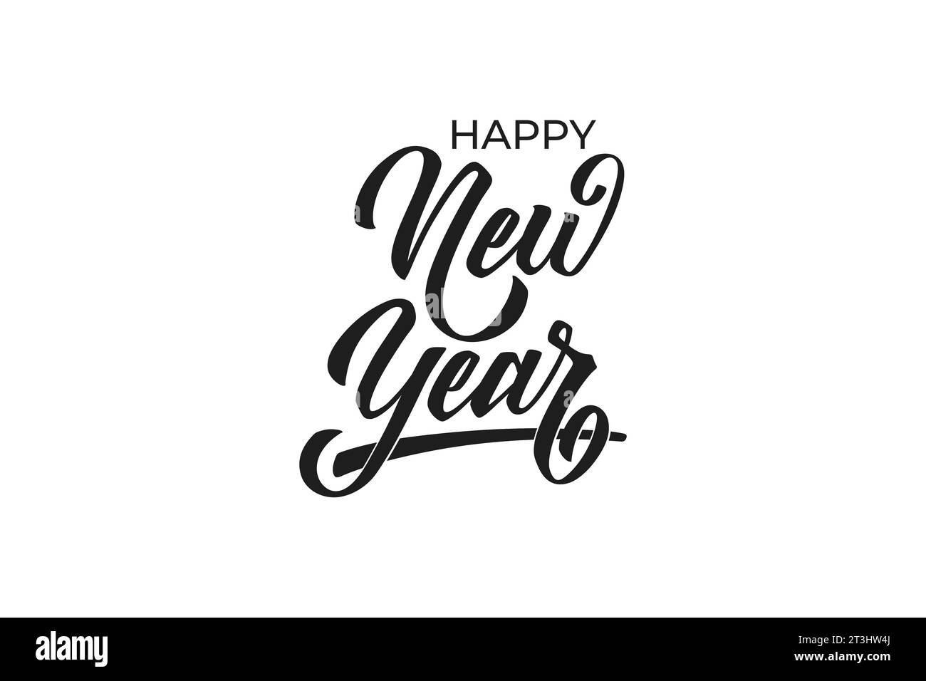 Happy New Year hand lettering calligraphy. Vector holiday illustration ...
