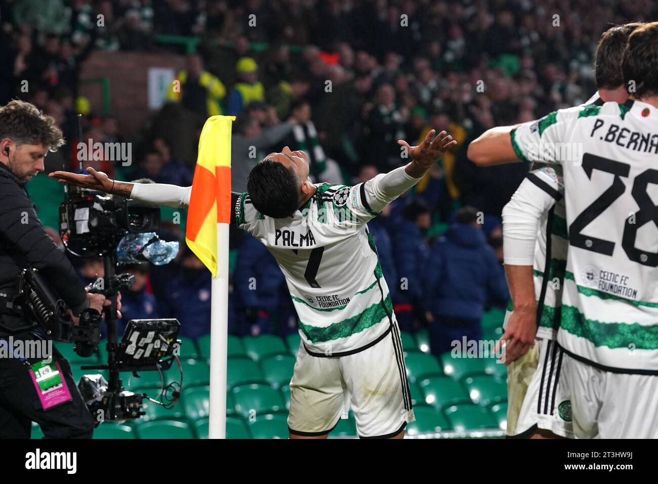Celtic's Luis Palma celebrates scoring their side's second goal of the ...