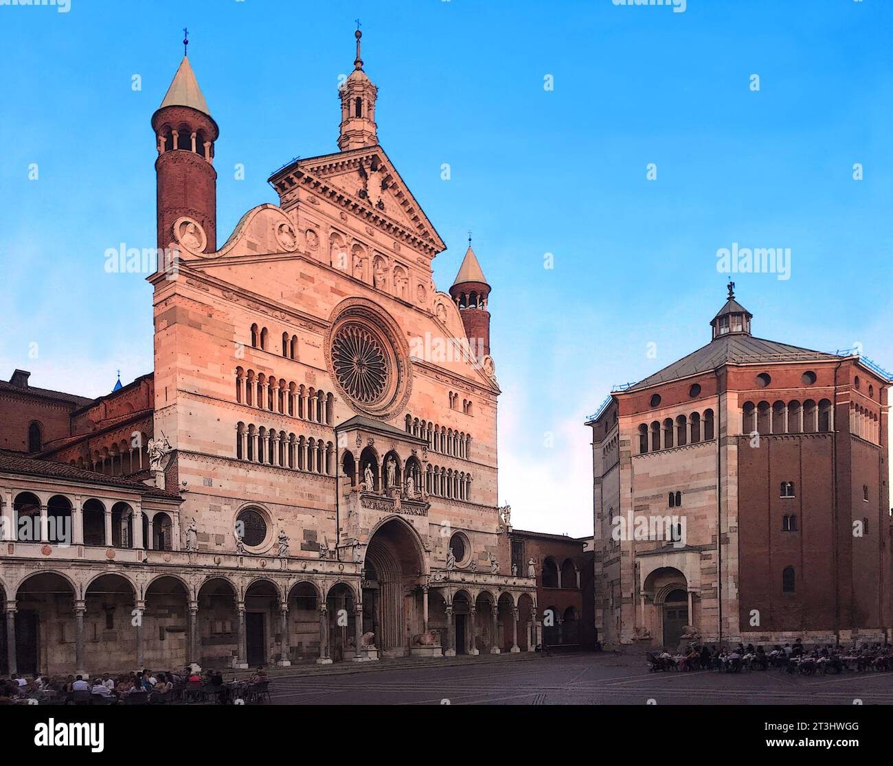 Cremona. Duomo,Cathedral of Santa Maria Assunta and baptistery Stock ...