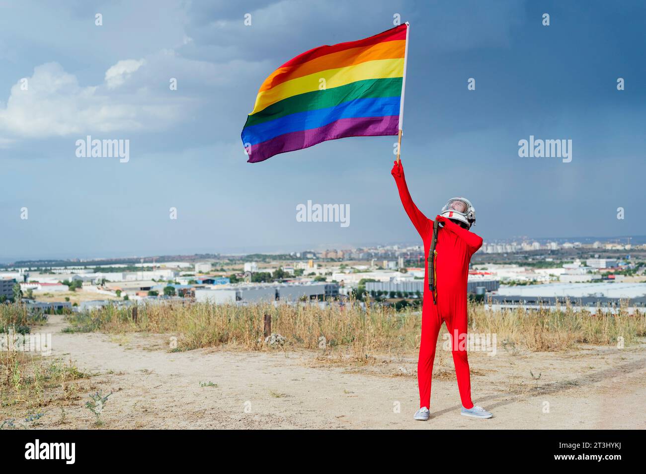 Astronaut with LGBT Flag - Gay Pride LGBT.Madrid.Spain Stock Photo - Alamy