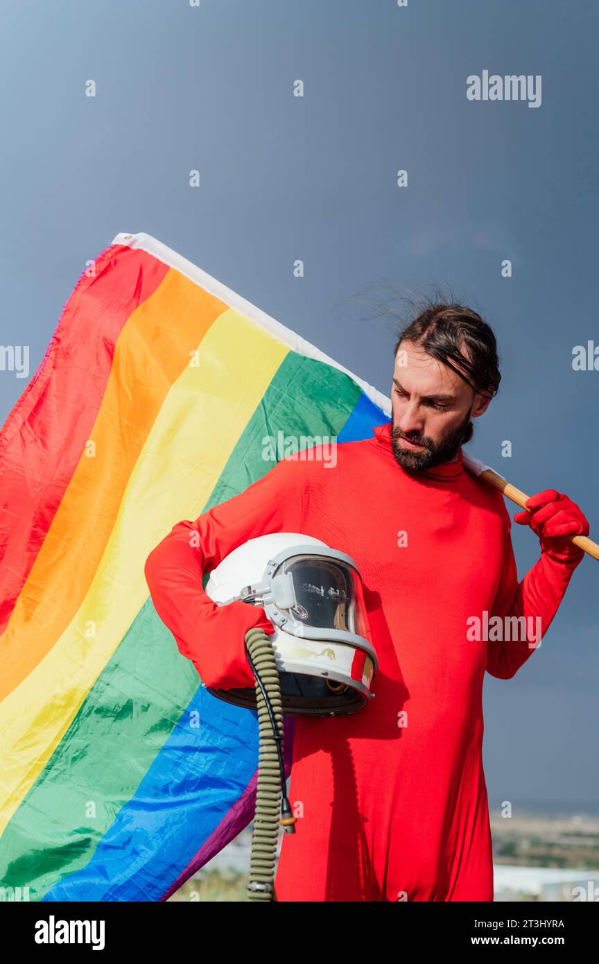 Astronaut with LGBT Flag - Gay Pride LGBT.Madrid.Spain Stock Photo - Alamy