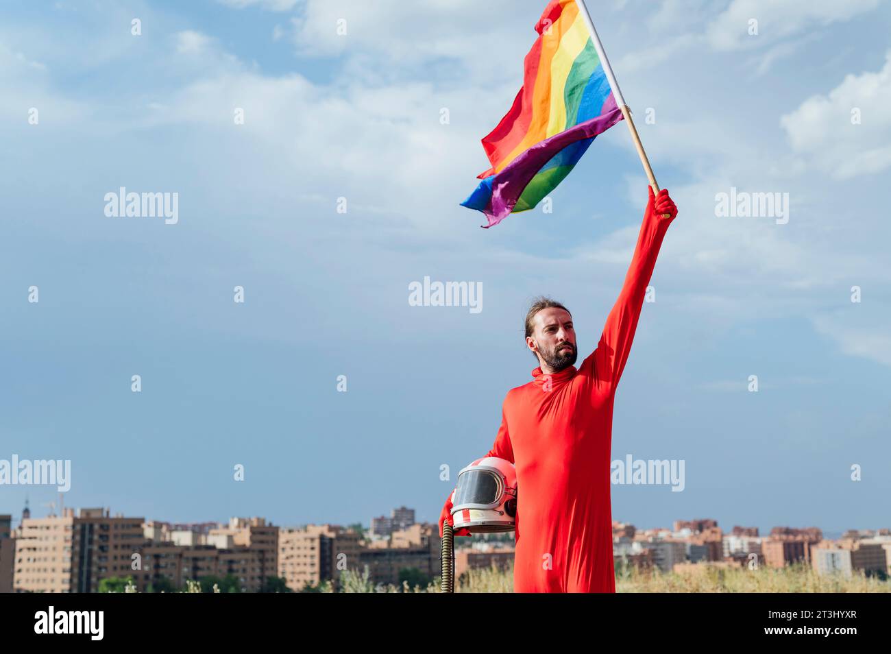 Astronaut with LGBT Flag - Gay Pride LGBT.Madrid.Spain Stock Photo - Alamy
