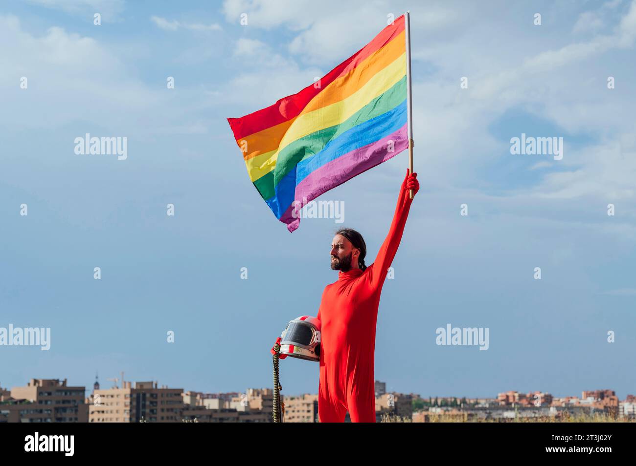 Astronaut with LGBT Flag - Gay Pride LGBT.Madrid.Spain Stock Photo - Alamy