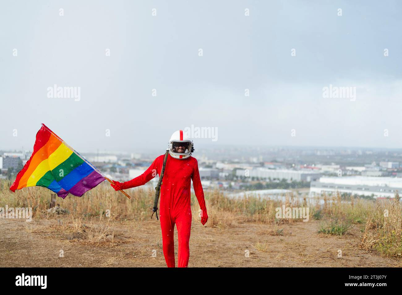 Astronaut with LGBT Flag - Gay Pride LGBT.Madrid.Spain Stock Photo - Alamy