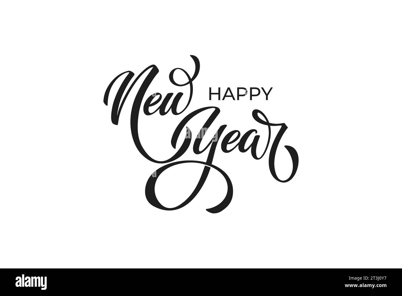 Happy New Year hand lettering calligraphy. Vector holiday illustration ...