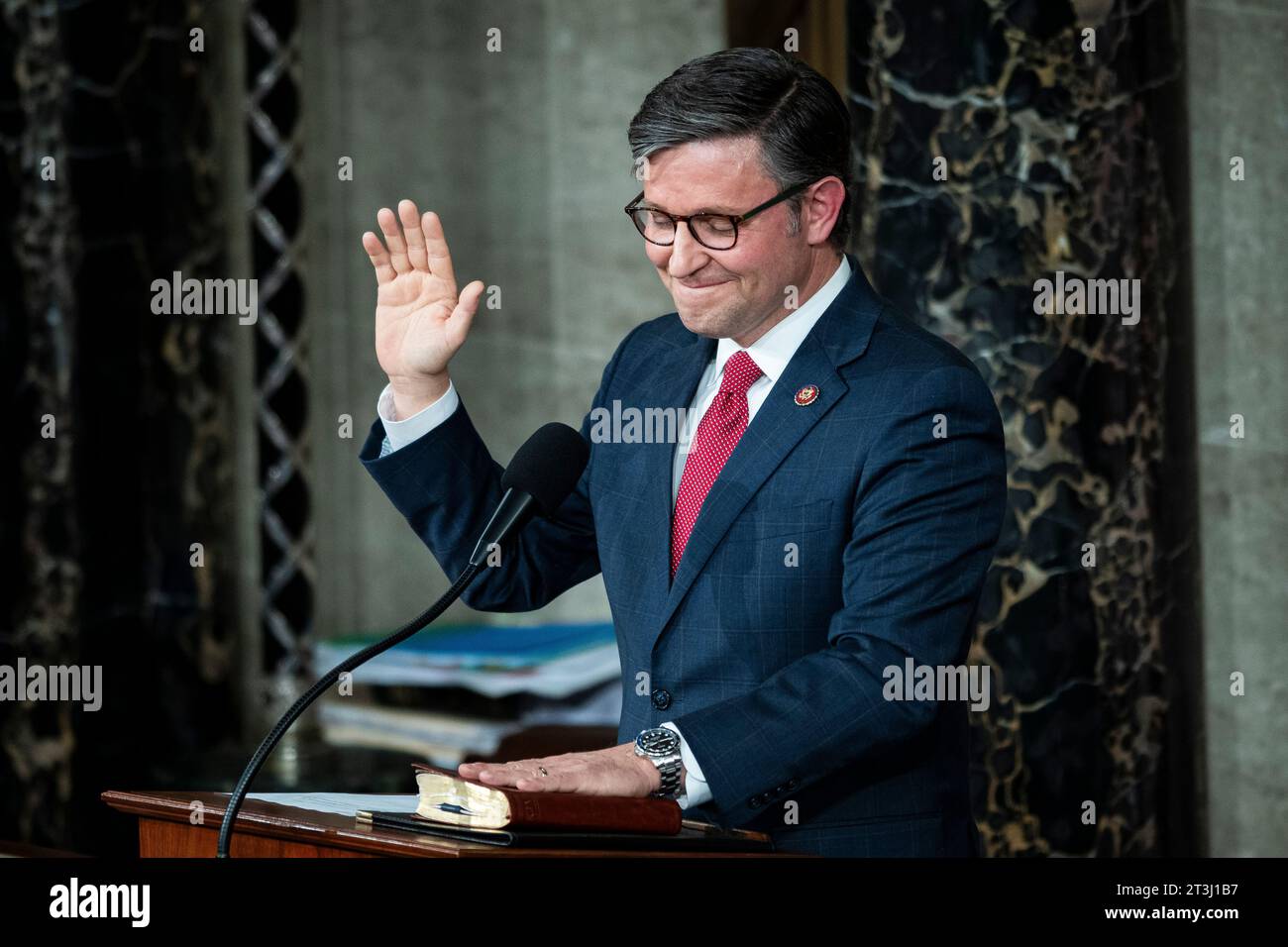 Representative Mike Johnson (R-LA) takes the oath of office after ...