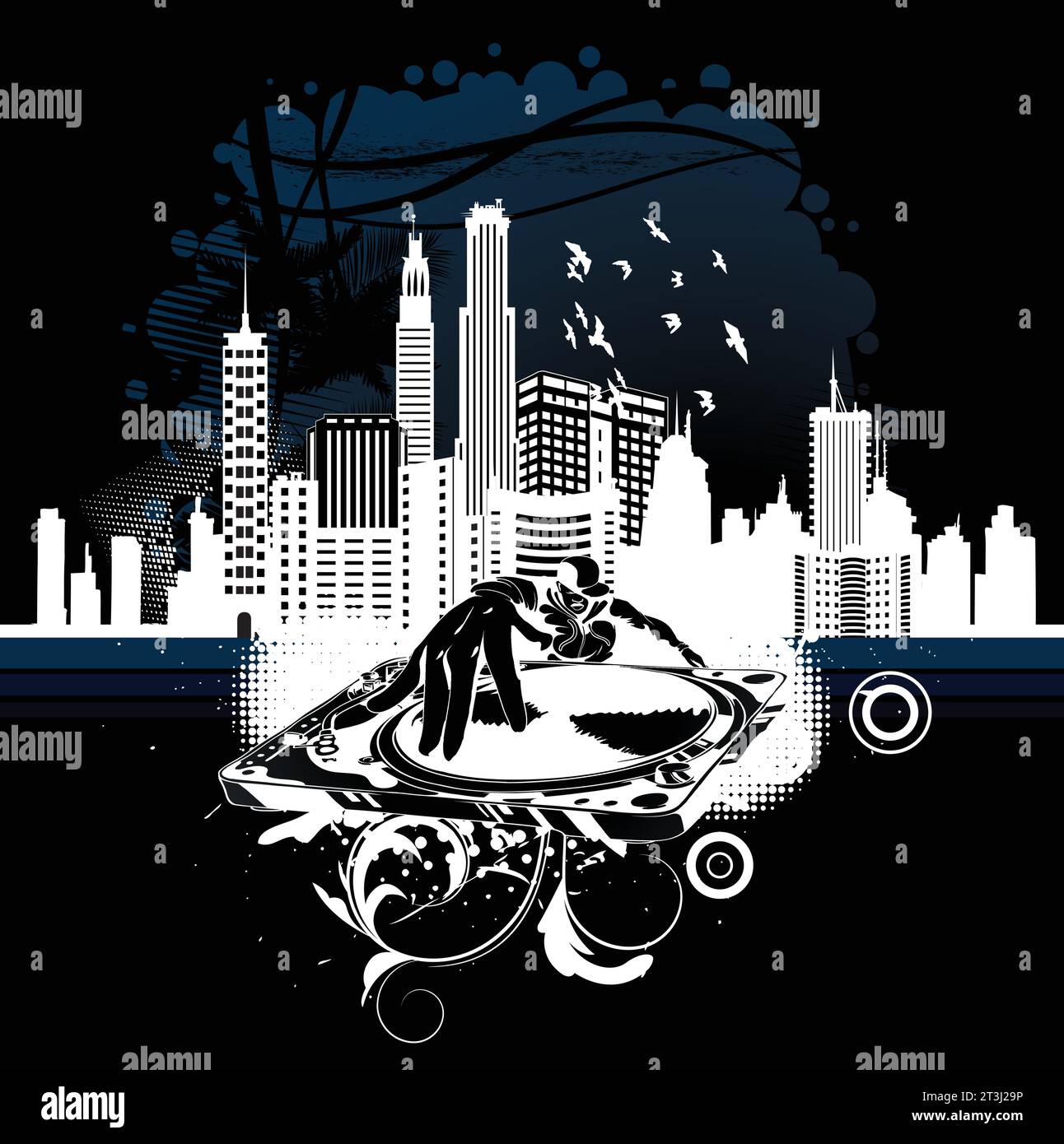 Music background dj city vector hi-res stock photography and images - Alamy