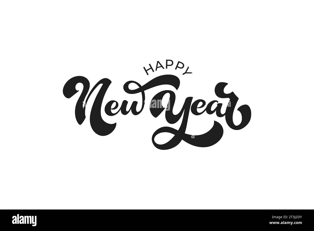Happy New Year hand lettering calligraphy. Vector holiday illustration ...