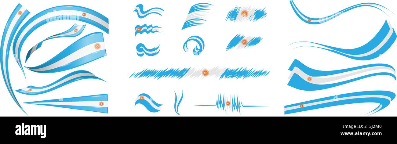 Argentina flag set elements, vector illustration on a white background ...