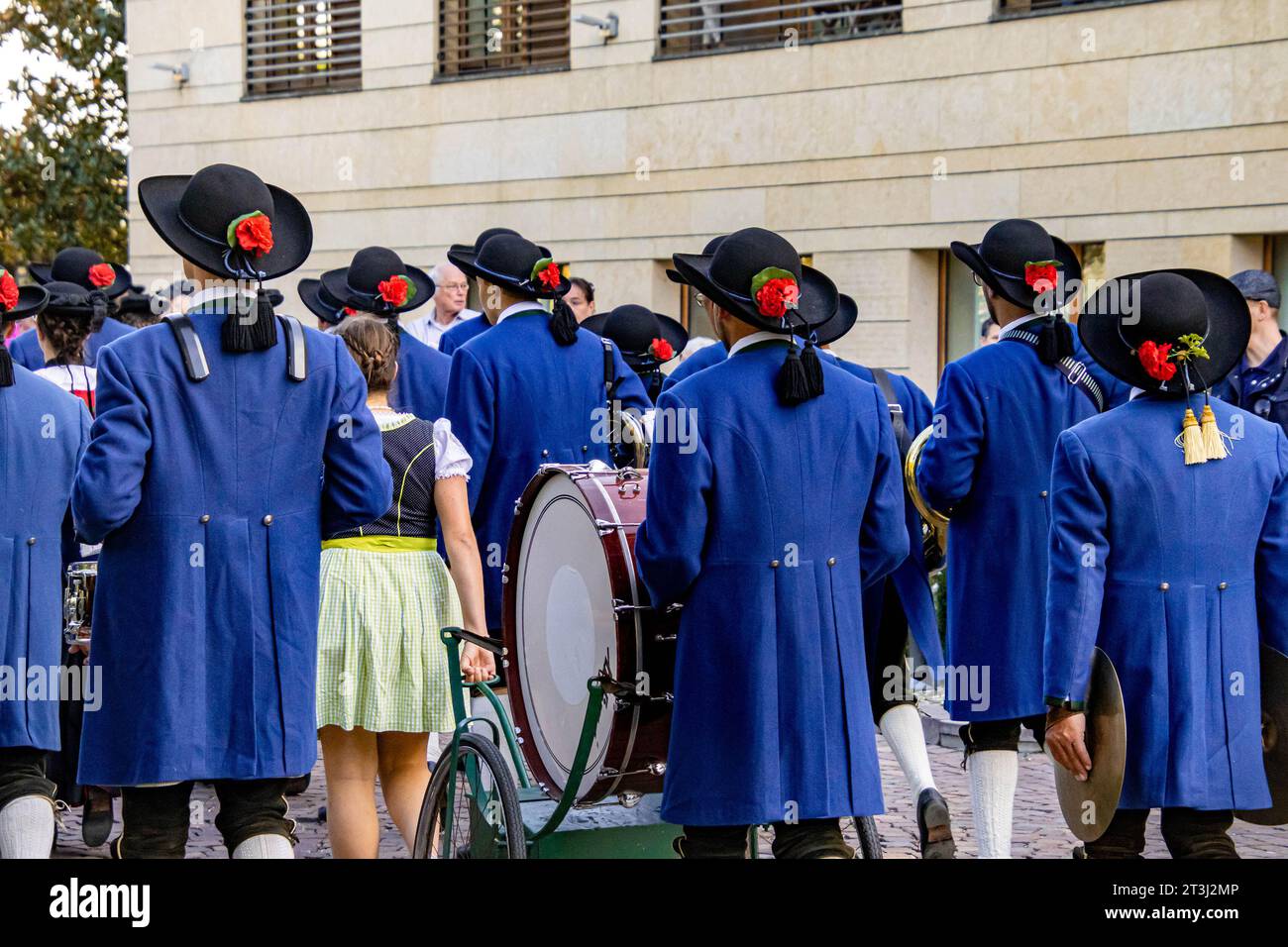Meran, South Tyrol, Italy - 15 October 2023 Traditional parade of music ...