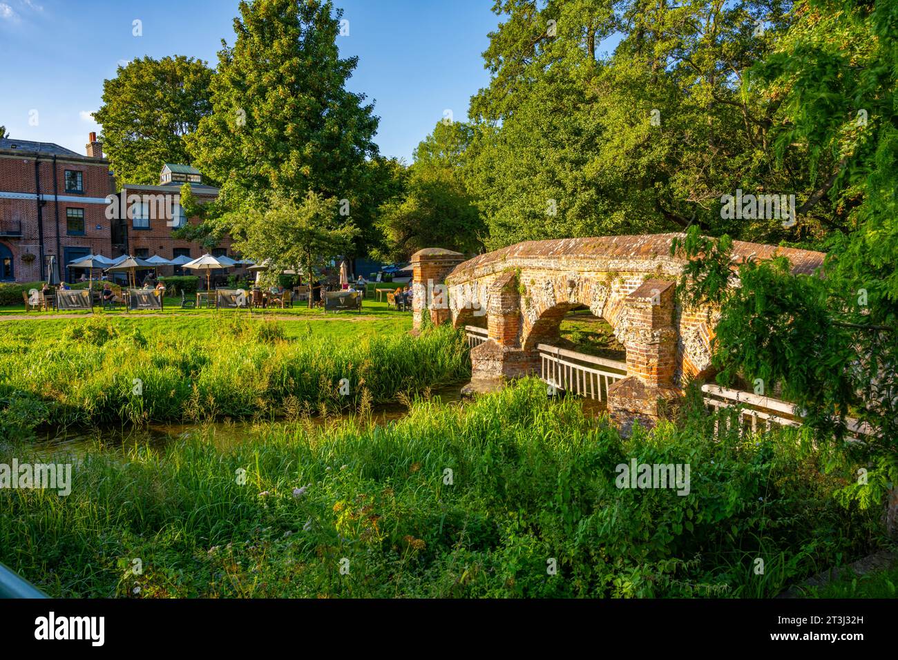 The river Darent at Farningham Kent, with the old Ornamental screen ...