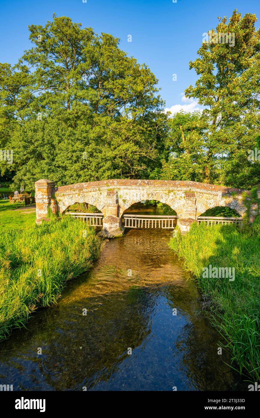 The river Darent at Farningham Kent, with the old Ornamental screen ...
