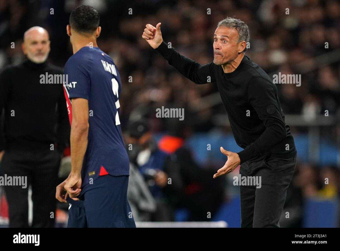 PSG manager Luis Enrique gestures on the touchline during the UEFA ...