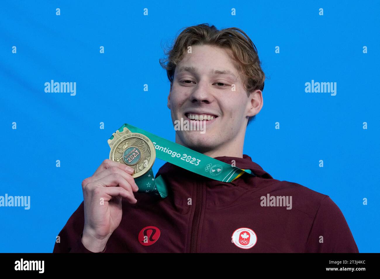 Canada's Finlay Knox poses with the gold medal at the podium of the men ...