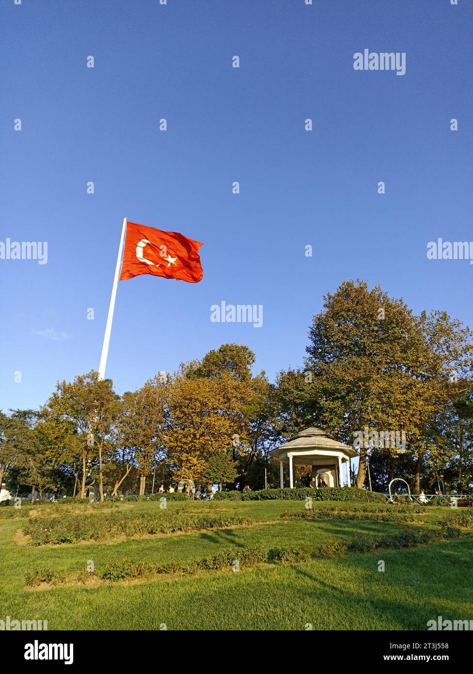 big turkish flag on camlica hill in istanbul Stock Photo - Alamy