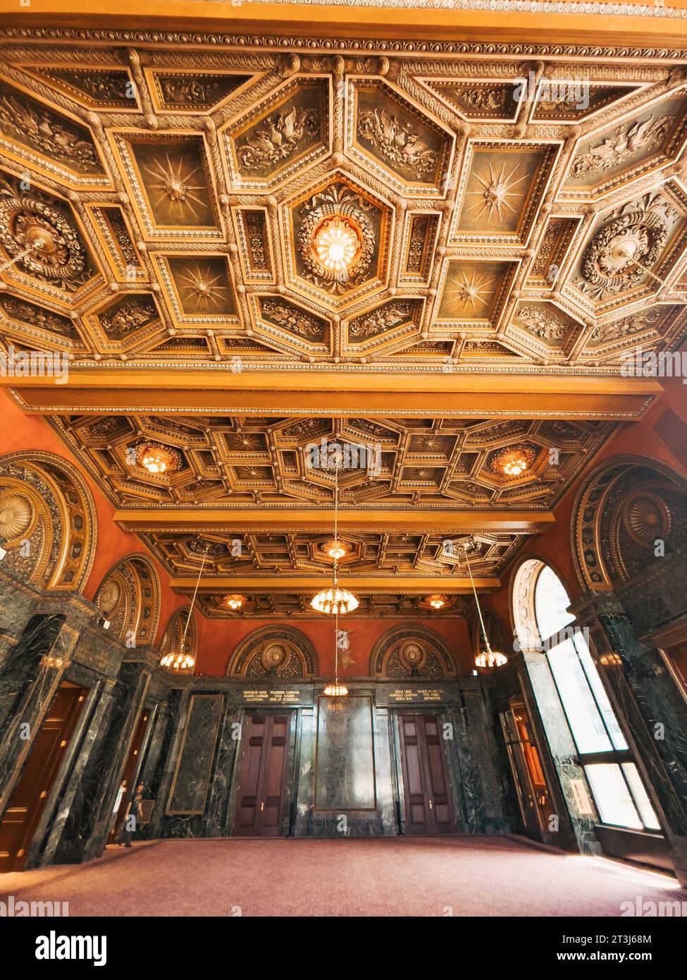 Ornate patterns span the ceiling of the Grand Army of the Republic (G.A ...