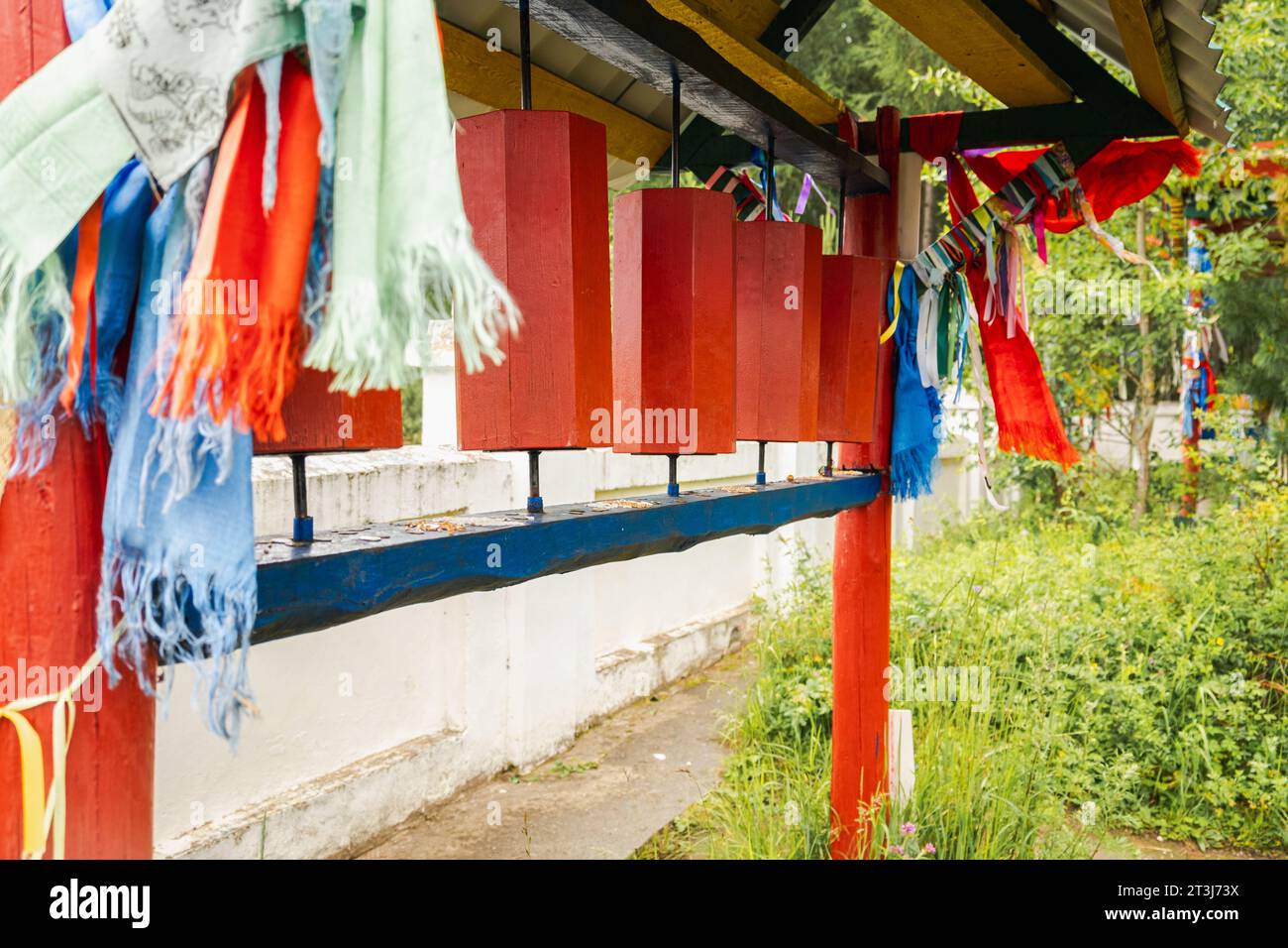 Rotating religious elements for touching turning spinning Buddhist ...