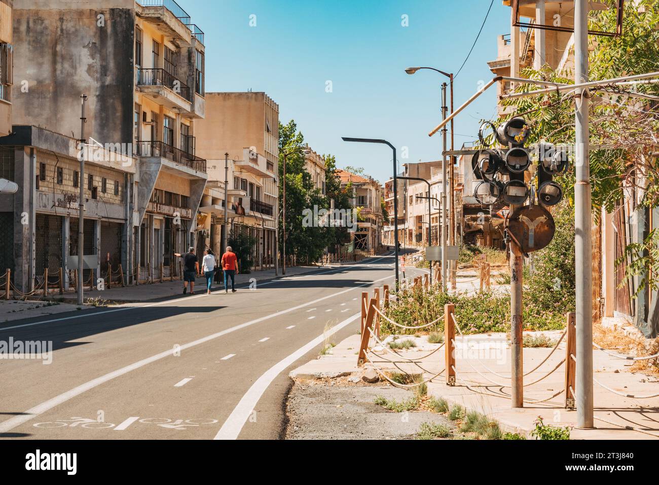 a broken traffic signal in the ghost town of Varosha, Northern Cyprus ...