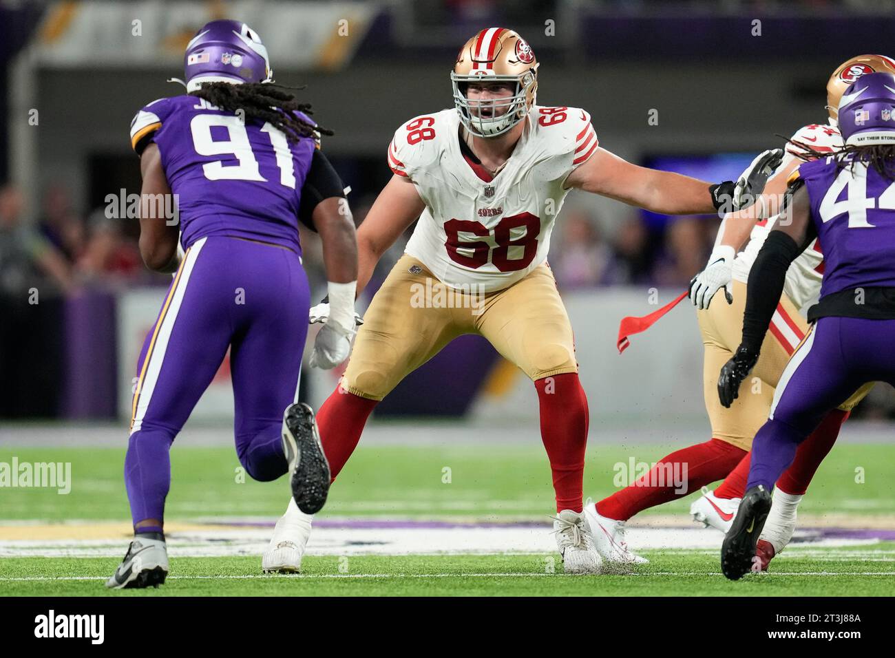 San Francisco 49ers offensive tackle Colton McKivitz (68) blocks during ...
