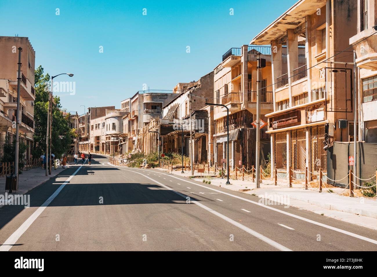 newly paved street in the ghost town of Varosha, Northern Cyprus, which ...