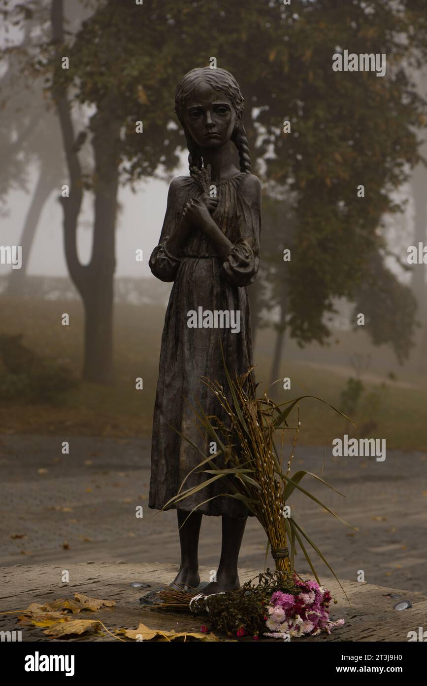 Kyiv, Ukraine - October, 23, 2023: Hungry Little Girls Bronze Monument ...