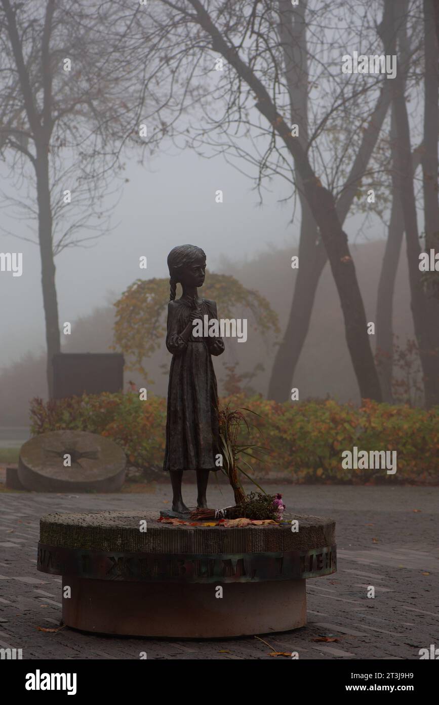 Kyiv, Ukraine - October, 23, 2023: Hungry Little Girls Bronze Monument symbol of victims of the ...